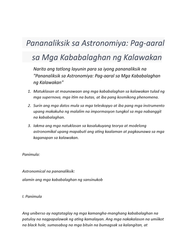 Pananaliksik Sa Astronomiya | PDF