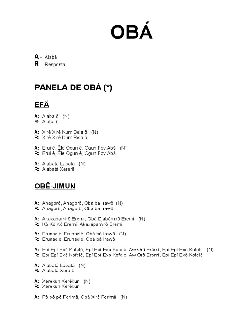 Axés Cantados Obá | PDF