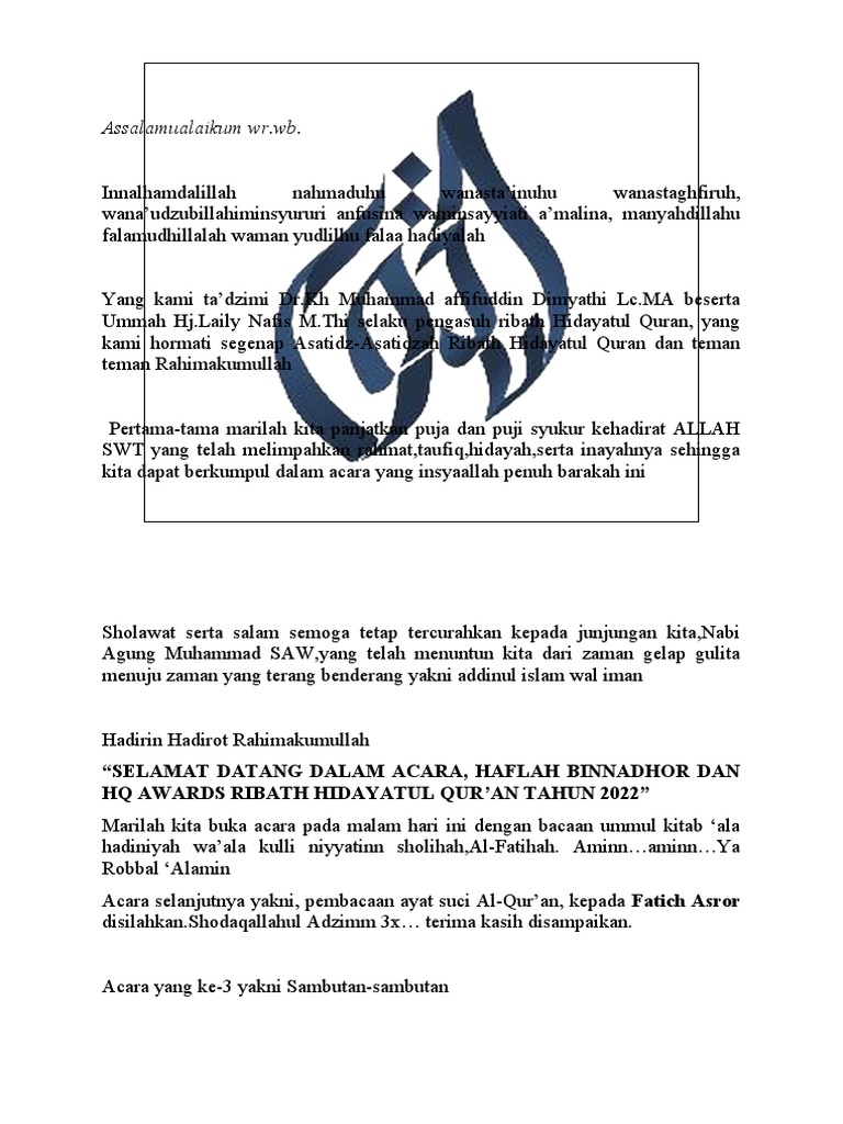 TEKS MC WISUDA BINNADHOR REVISI 3 (PUTRI) (1) (2) (2) | PDF