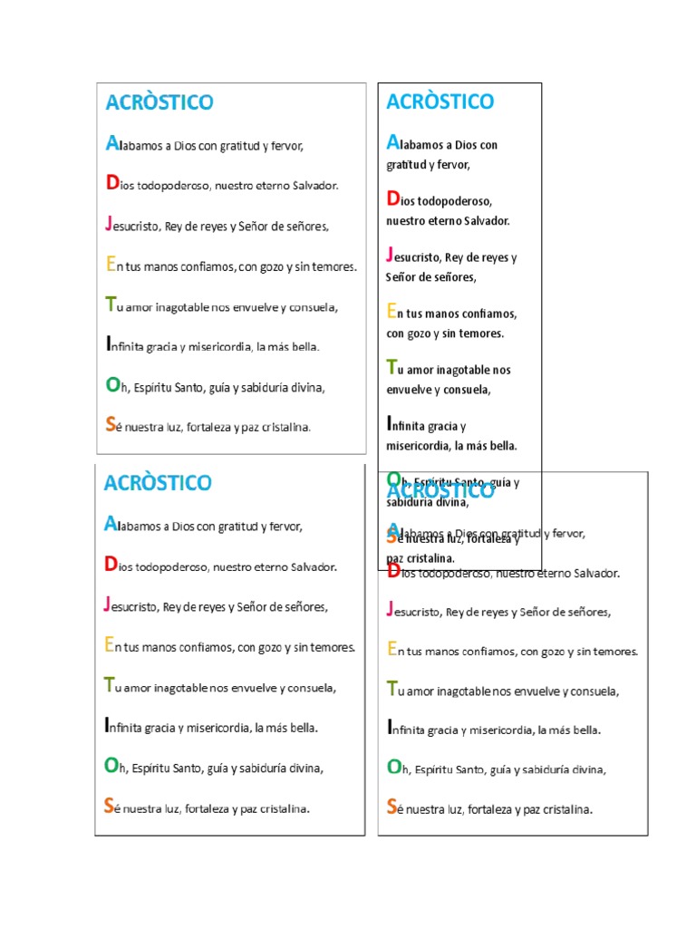 Acróstico de fe y confianza en Dios | PDF