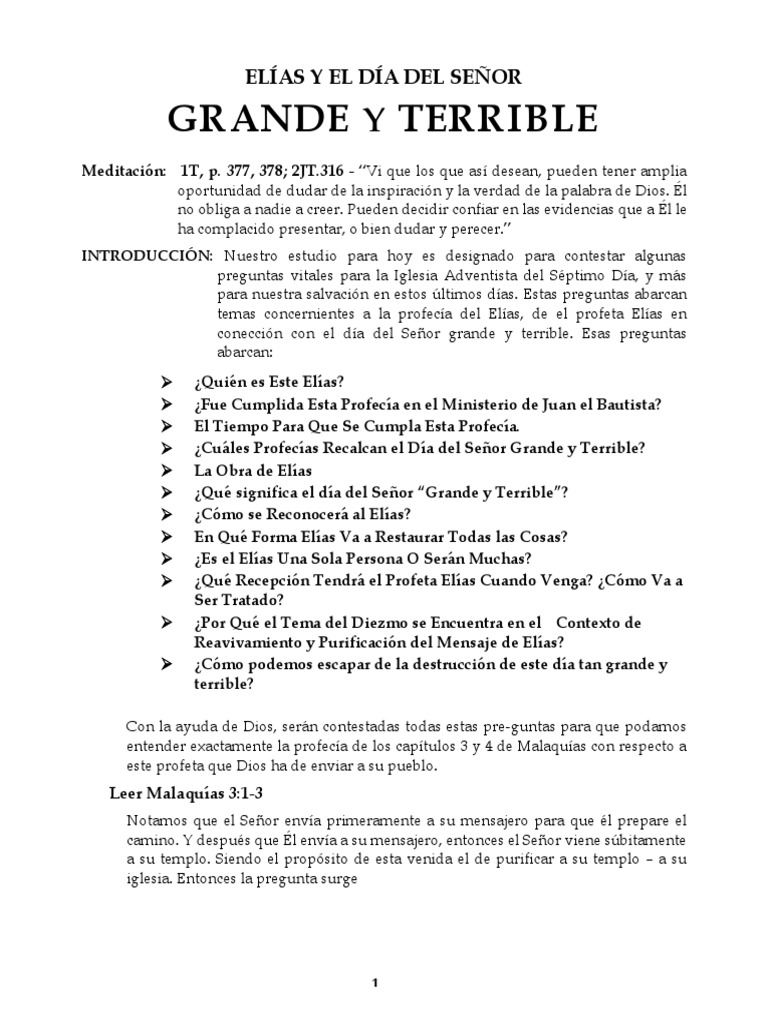 30.-ELIAS-Y-EL-DIA-GRANDE-Y-TERRIBLE | PDF | Profecía | Elijah