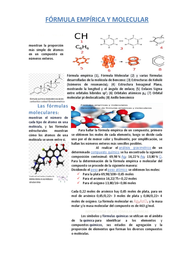 Fórmula Empírica y Molecular | PDF | Física atómica | Sustancias químicas