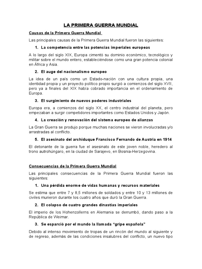 La Primera Guerra Mundial | PDF | Primera Guerra Mundial | Austria Hungría