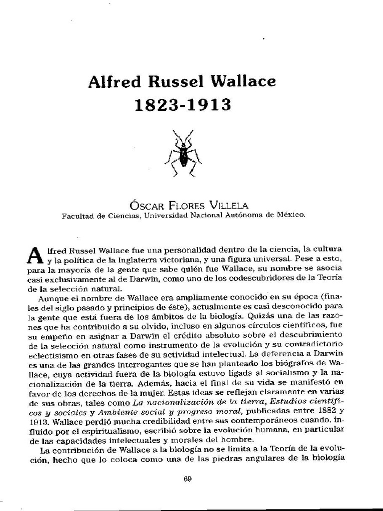 Teoría Evolutiva de Wallace | PDF