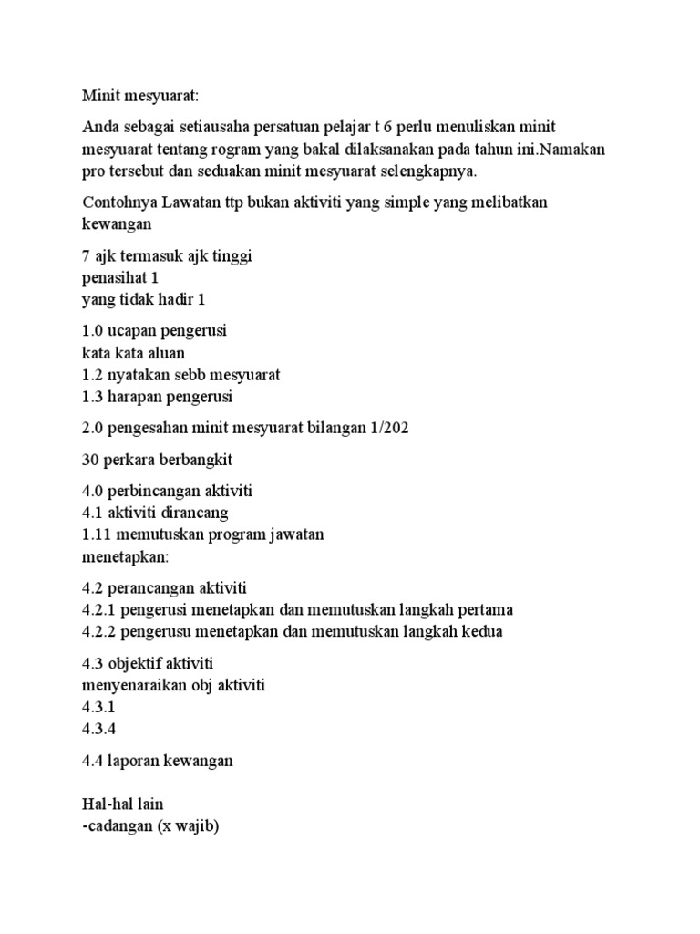 KKBM Minit Mesyuarat | PDF