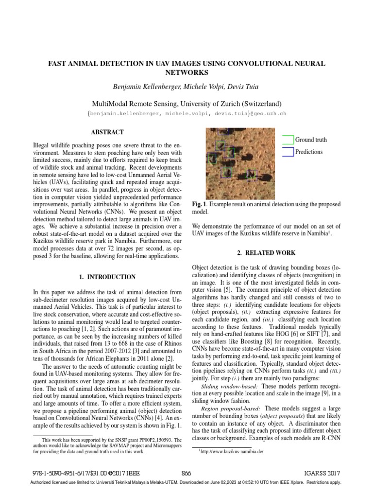 Fast Animal Detection in Uav Images Using Convolutional Neural Networks | PDF | Computer Vision ...