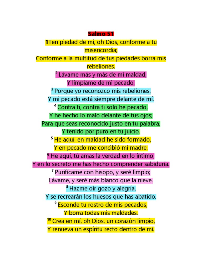 Salmo 51: Petición de Perdón y Purificación | PDF