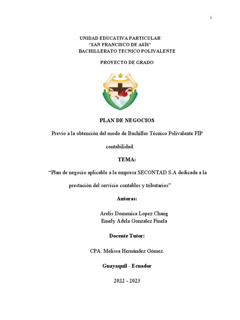 Proyecto de Plan de Negocio | PDF | Contabilidad | Mercado (economía)
