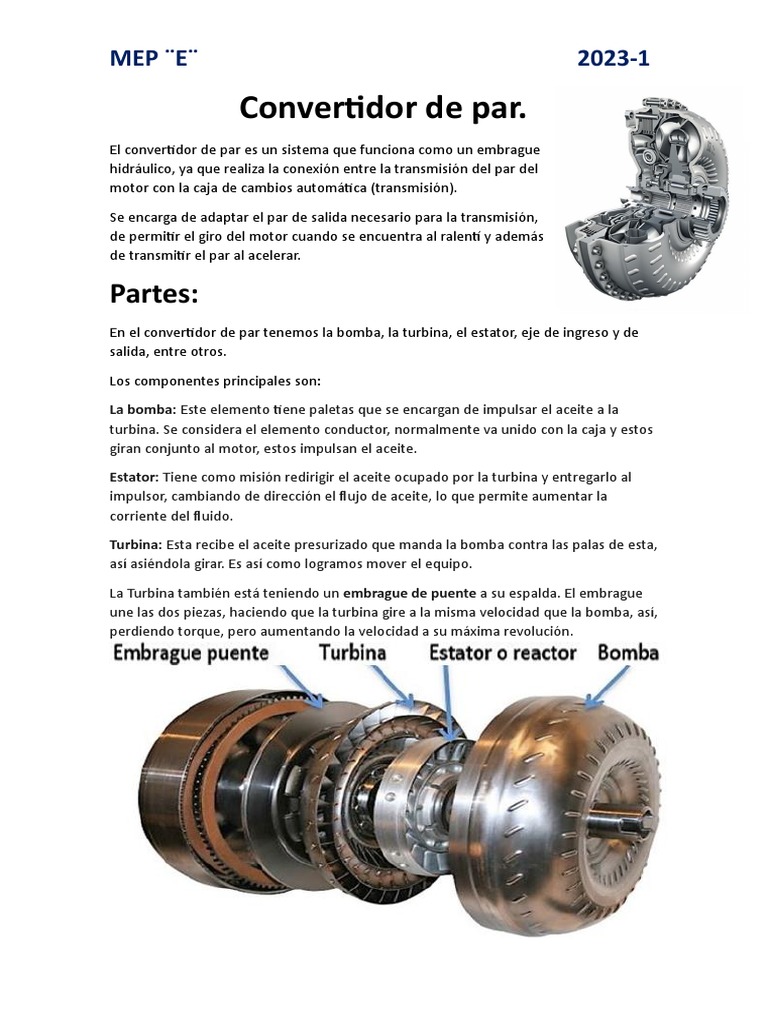 Convertidor de Par | PDF | Ingeniería mecánica | Tecnología de vehículos