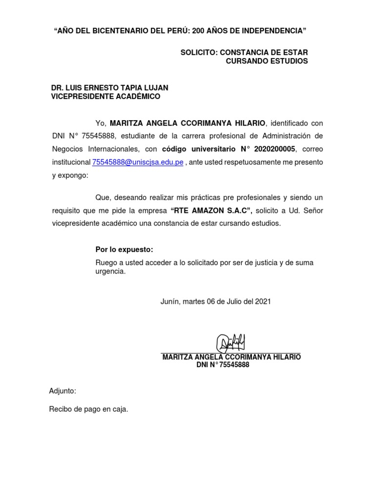 Solicitud-Constancia de Estar Cursando Estudios | PDF