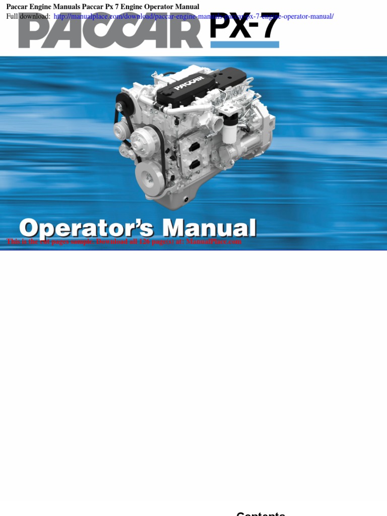 Paccar Engine Manuals Paccar Px 7 Engine Operator Manual | PDF | Safety ...