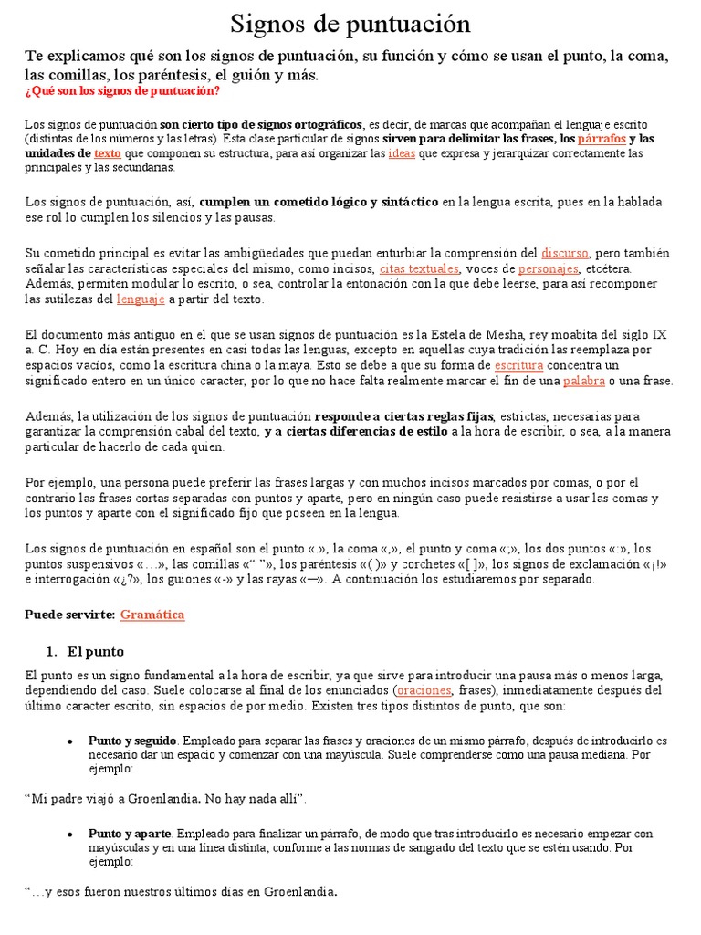 Signos de puntuación en español | PDF | Coma | Comillas