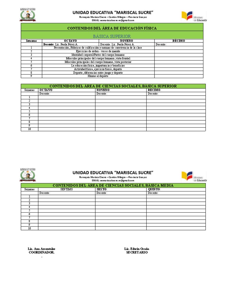 Contenidos Area CCFF 2023 | PDF