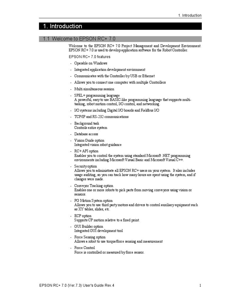 EPSON RC+ 7.0 User's Guide | PDF | Robot | Robotics