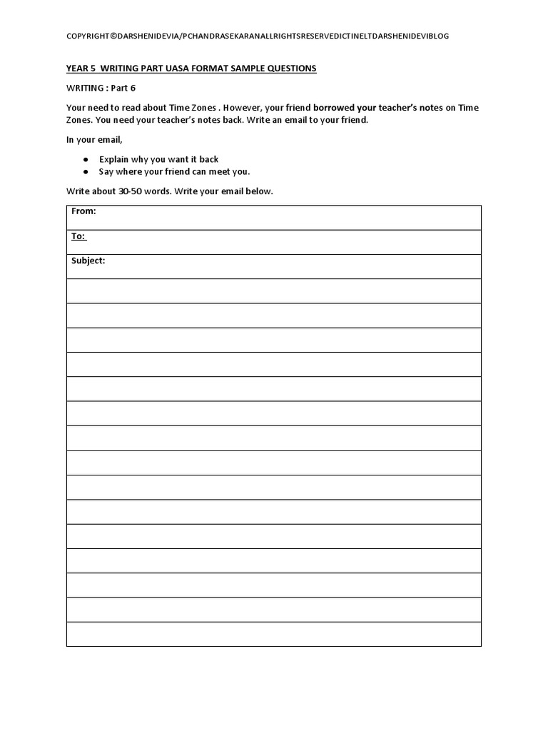 Year 5 Writing Part Uasa Format Sample Question 2342023 | PDF