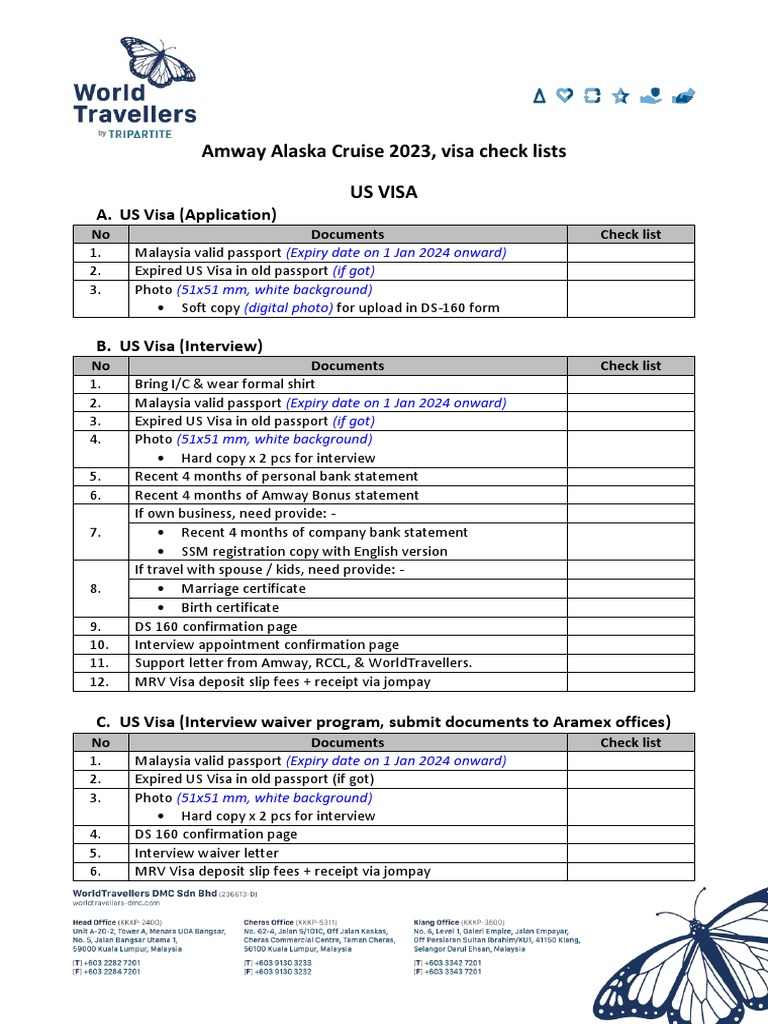 Amway Alaska Cruise 2023 Visa Guide | PDF | Travel Visa | Passport