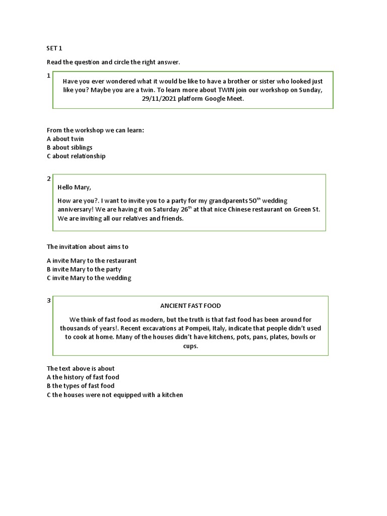 Year 6 UASA English Practice Questions | PDF | Teachers | Classroom