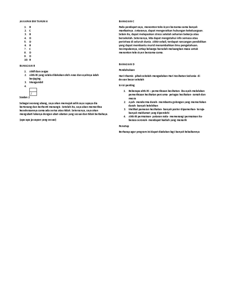 Jawapan Bm Tahun 6 Pdf