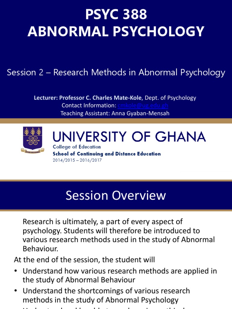 Abnormal Psyc Session 2 Slides | PDF | Experiment | Scientific Method