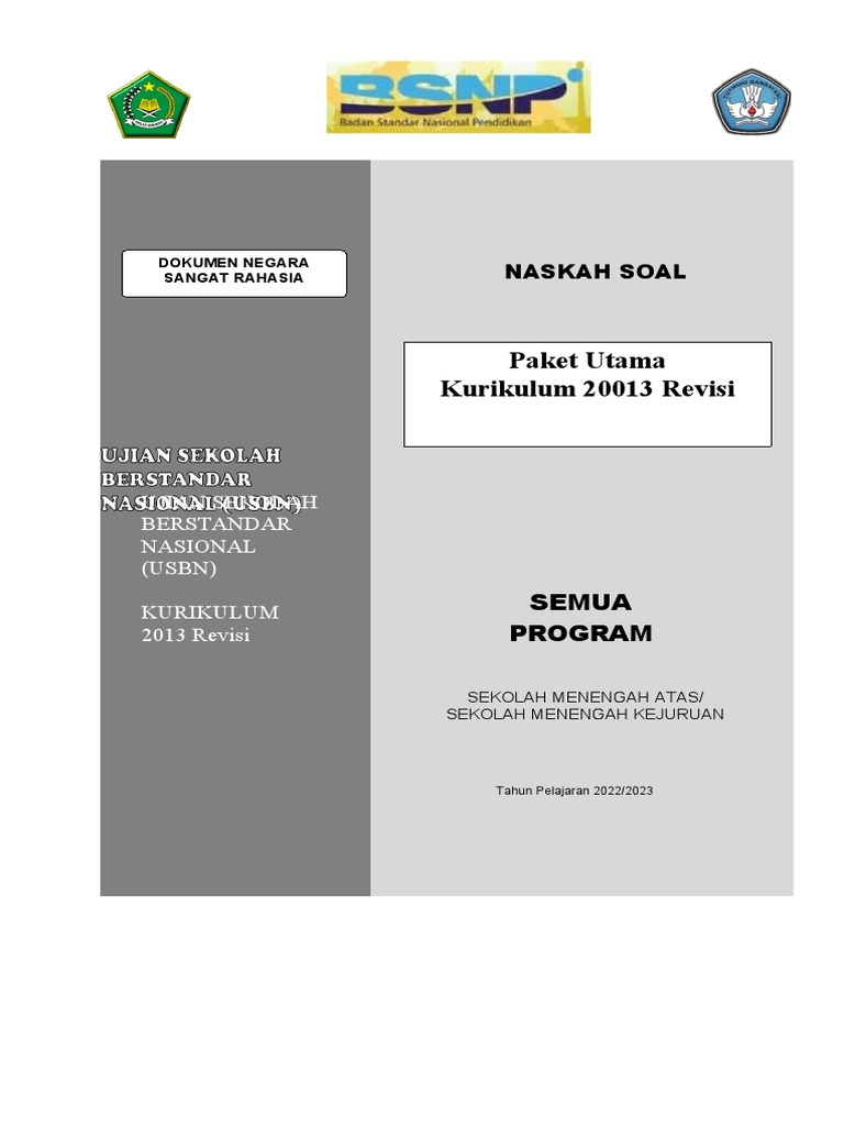 Utama - Soal Usbn Pai Sma SMK Kurikulum 2006 Tahun 2018-2019 | PDF