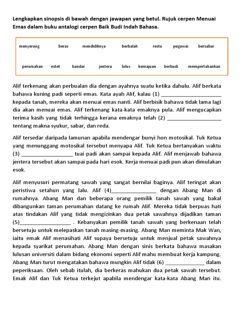 Cerpen Menuai Emas | PDF