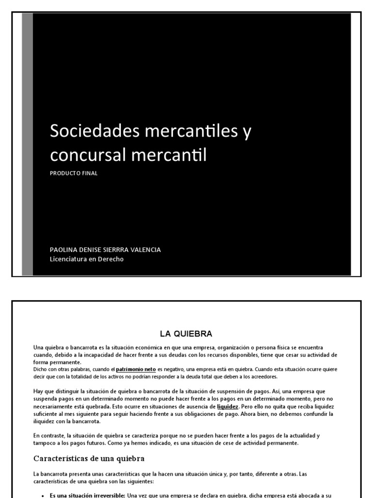 Tipos y características de quiebra | PDF | Bancarrota | Economias