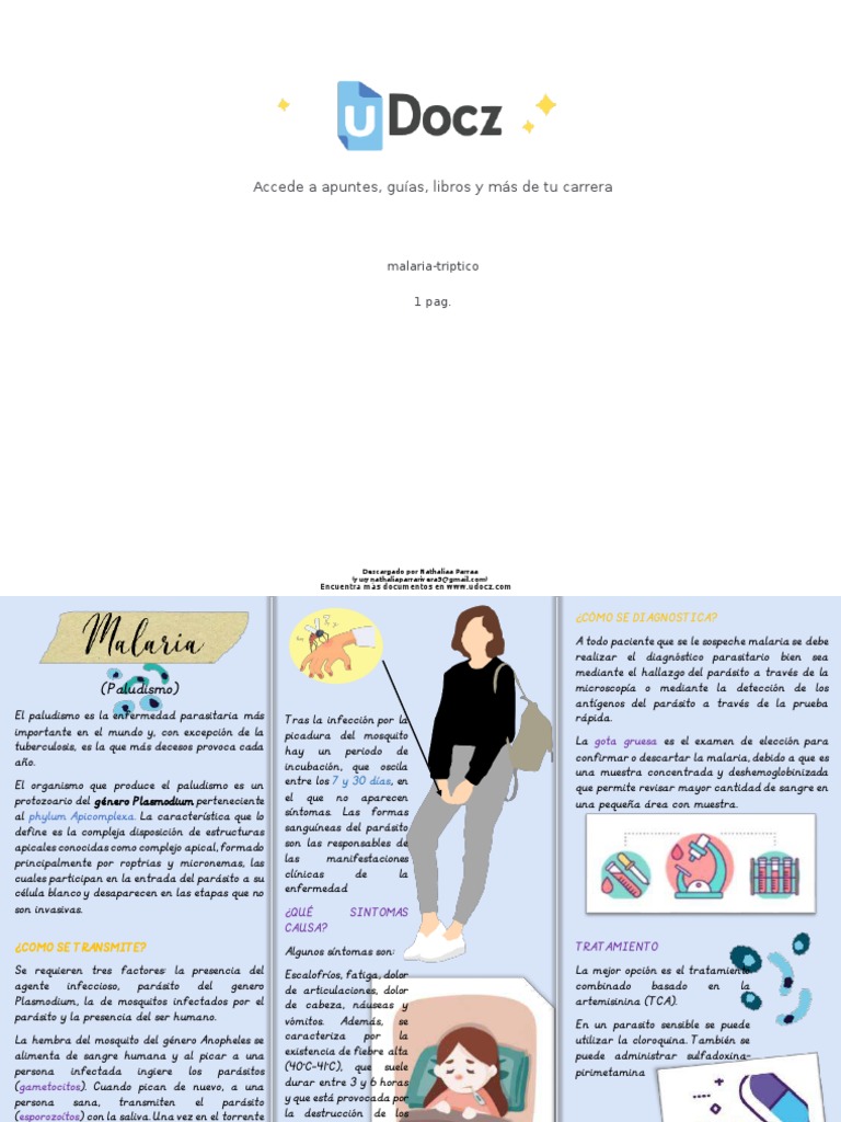Malaria Triptico 185181 Downloable 2854874 | PDF | Malaria | Microbiología