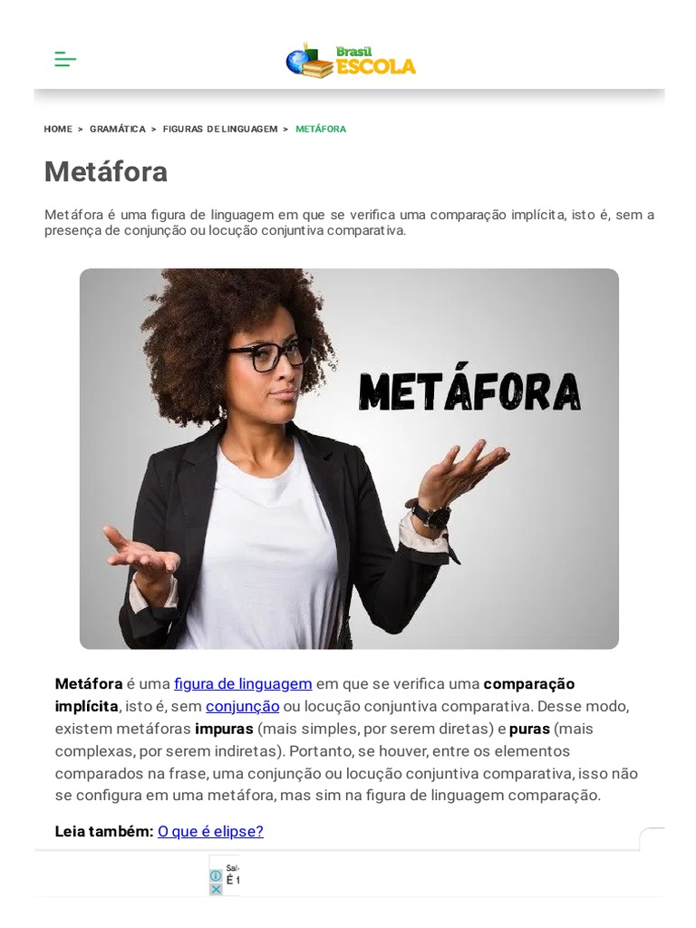 Metáfora - o Que É, Tipos, Exemplos, Exercícios - Brasil Escola ...