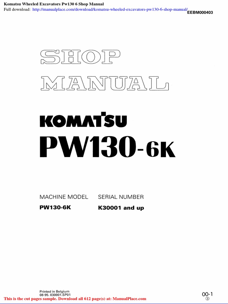 Komatsu PW130-6 Shop Manual Download | PDF
