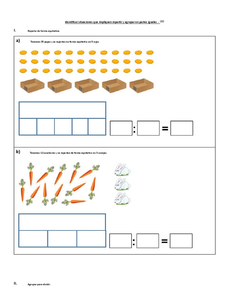 La División Como Reparto Equitativo y Reparto Por Agrupación | PDF