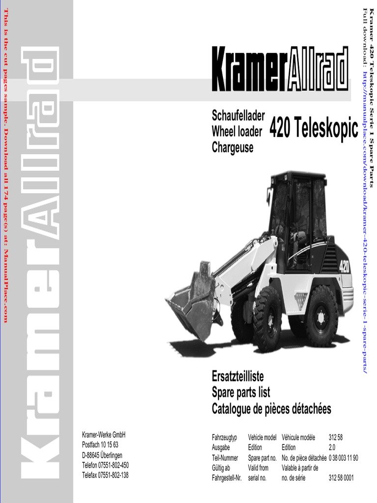 Kramer 420 Teleskopic Serie 1 Spare Parts | PDF