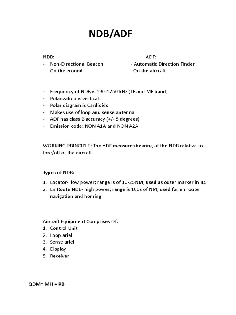 Ndb Adf Qdm Mh Rb Pdf Electromagnetic Radiation Wireless