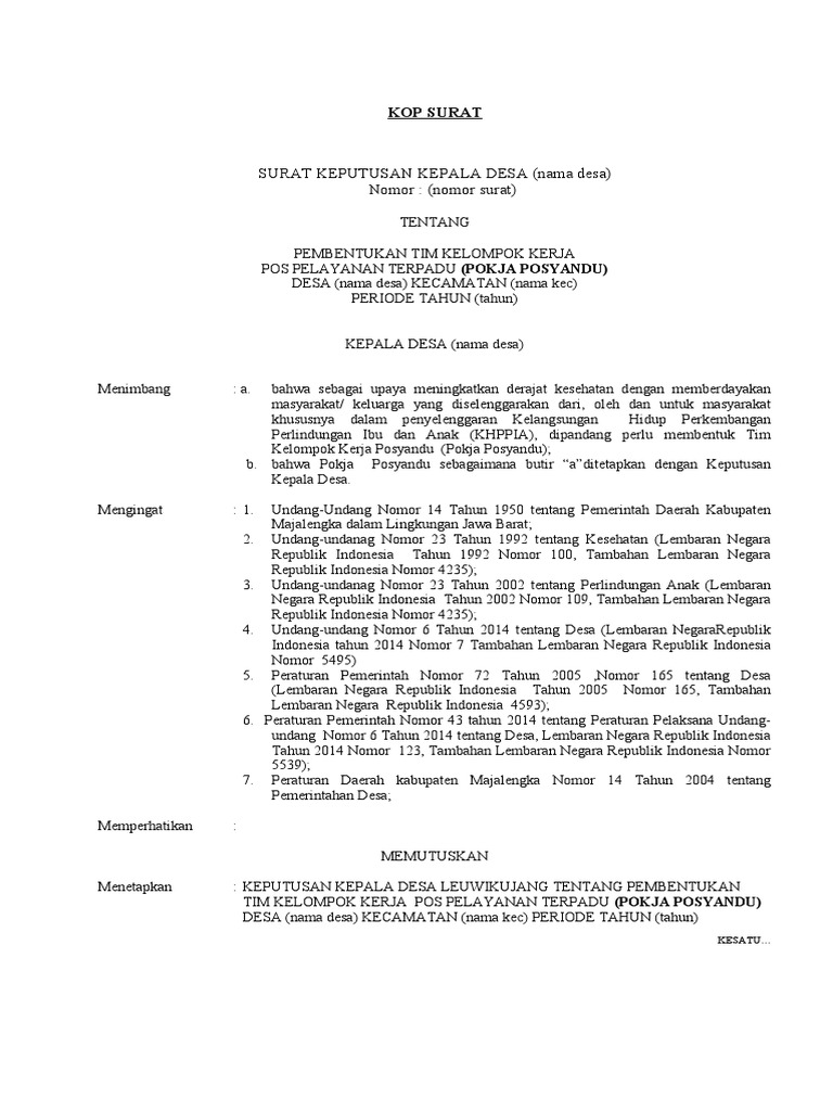 Format SK Posyandu | PDF