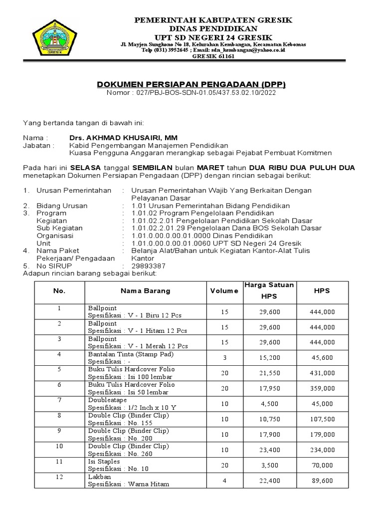 Dokumen Persiapan Pengadaan (DPP) | PDF