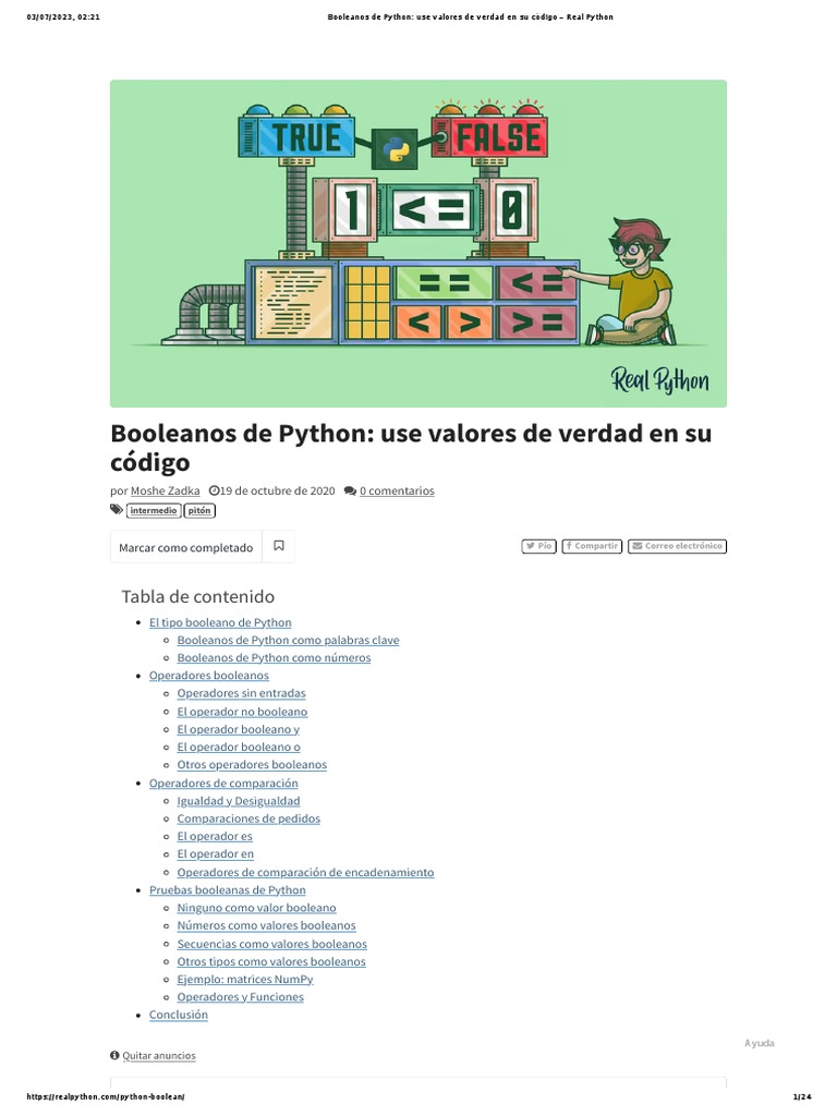 Guia Educativa Python - Booleanos de Python - Usar Valores de Verdad en ...
