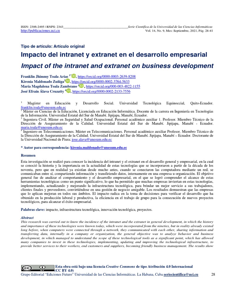 Impacto Del Intranet y Extranet en El Desarrollo Empresarial - José ...