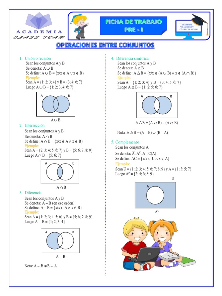 Operaciones de Conjuntos: Ejercicios y Definiciones | PDF | Matemáticas ...