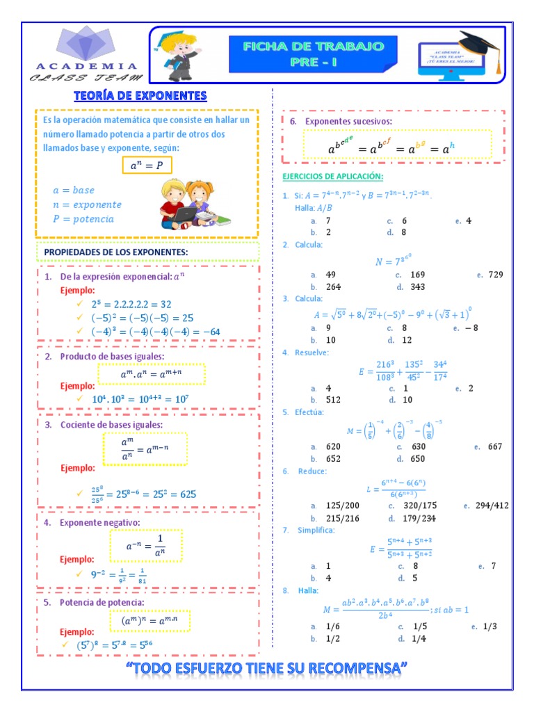 Teoría de Exponentes | PDF | Matemáticas | Aritmética