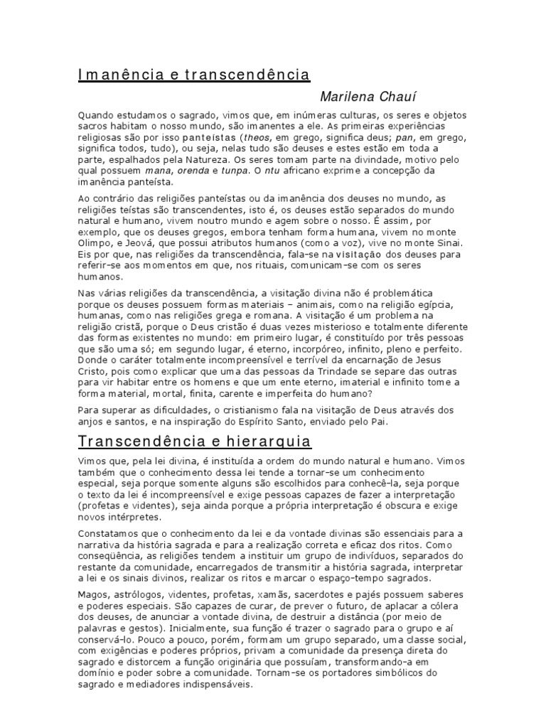 Imanencia Transcendencia | PDF | Heresia | Deus