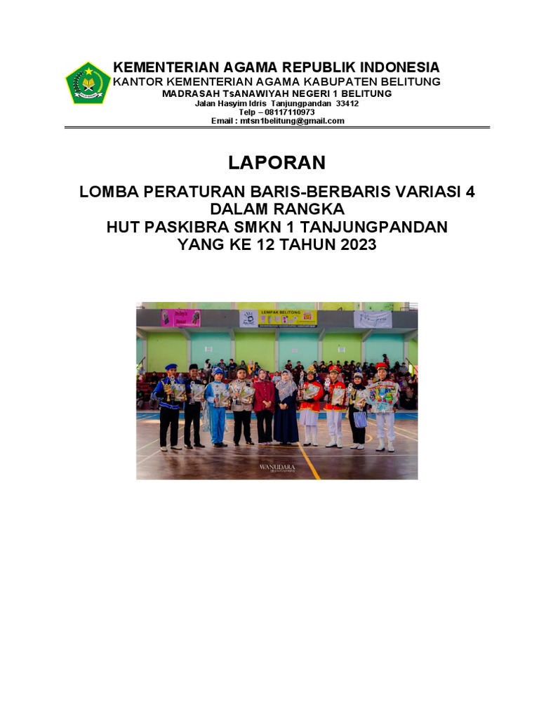 Laporan Lomba PBB VARIASI 4 2023 | PDF