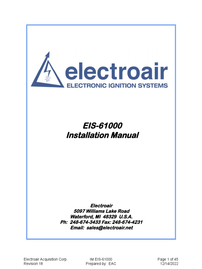 EIS_61000_Installation_Manual | PDF | Ignition System | Internal ...