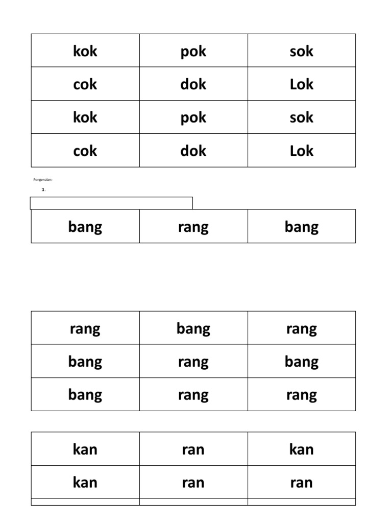 Kok Pok Sok Cok Dok Lok Kok Pok Sok Cok Dok Lok: Pengenalan | PDF