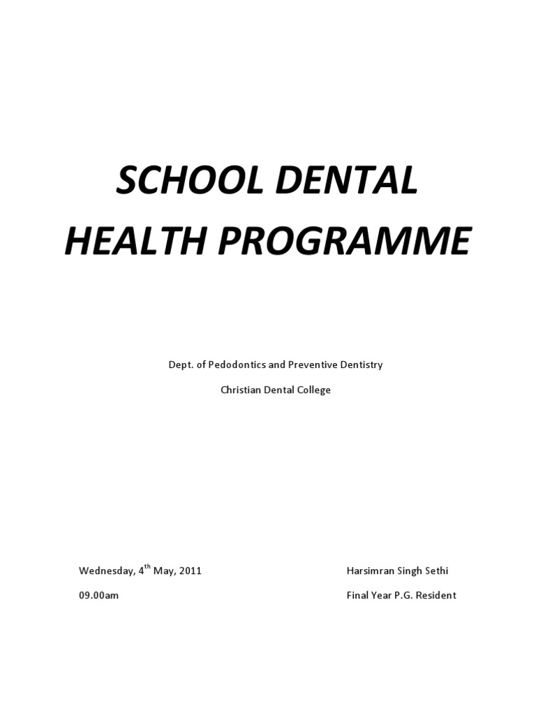 School Dental Health Programme | PDF | Oral Hygiene | Dentistry