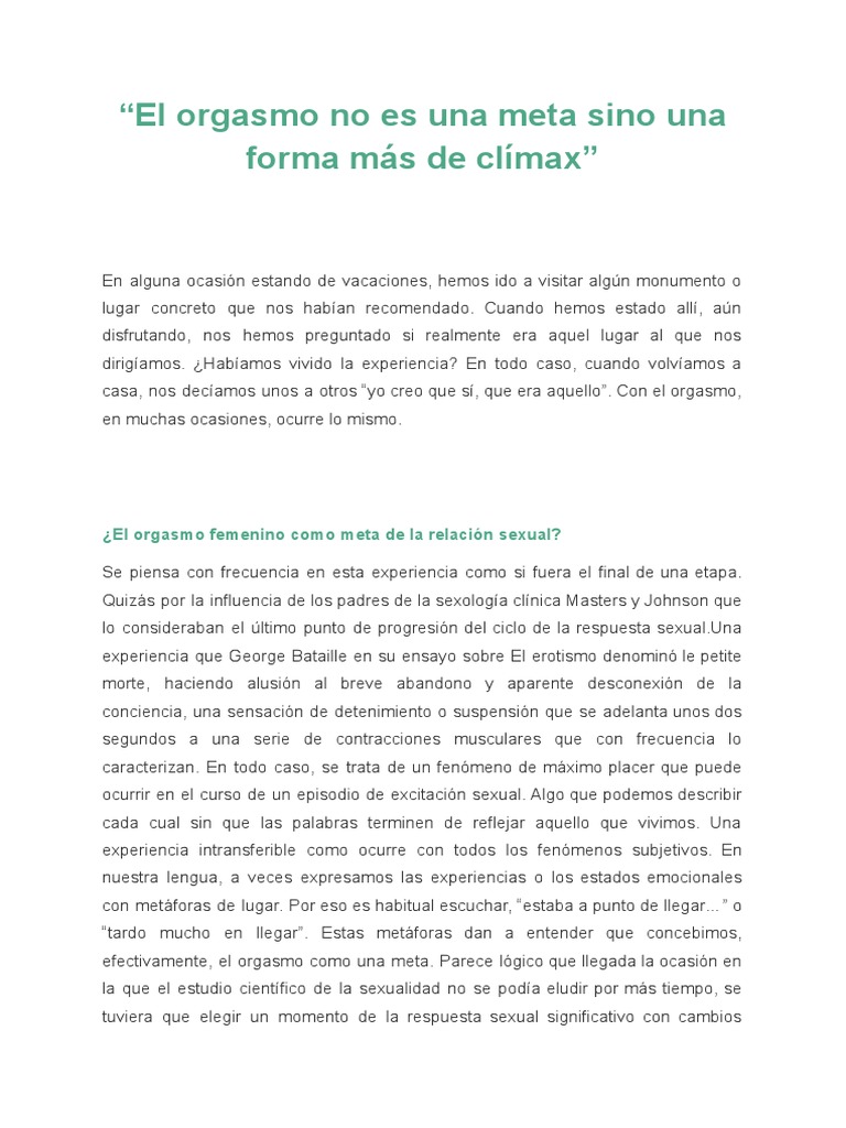 El Orgasmo No Es Una Meta Sino Una Forma Más de Clímax | PDF | Orgasmo | La sexualidad humana