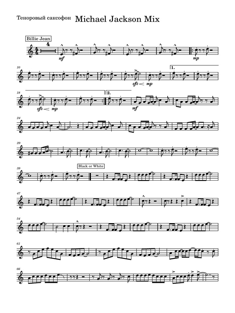 Michael Jackson Mix-Теноровый саксофон | PDF