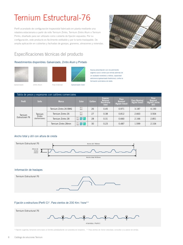 Catalogo Lamina Galvanizada Ternium | PDF | Tornillo | Rieles
