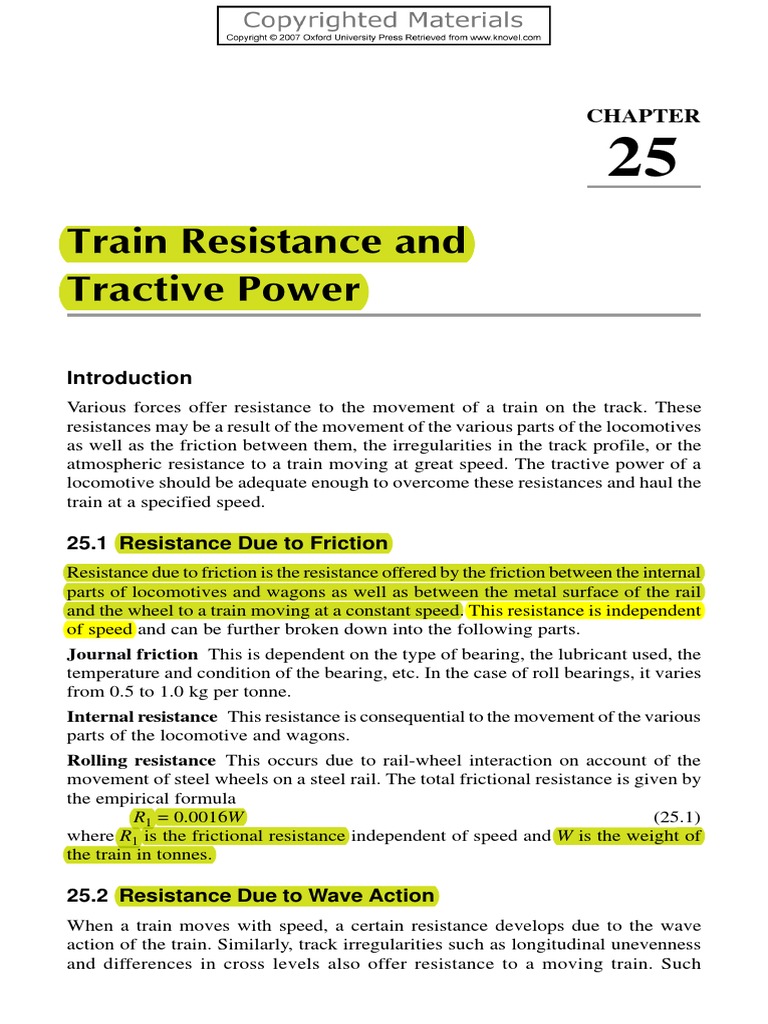 1. Train Resistance and Tractive Power | PDF | Friction | Steam Locomotive