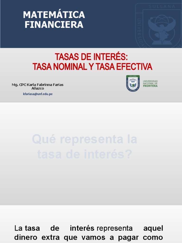 Tasa de Interés: Nominal y Efectiva | PDF | Interés | Tasas de interés