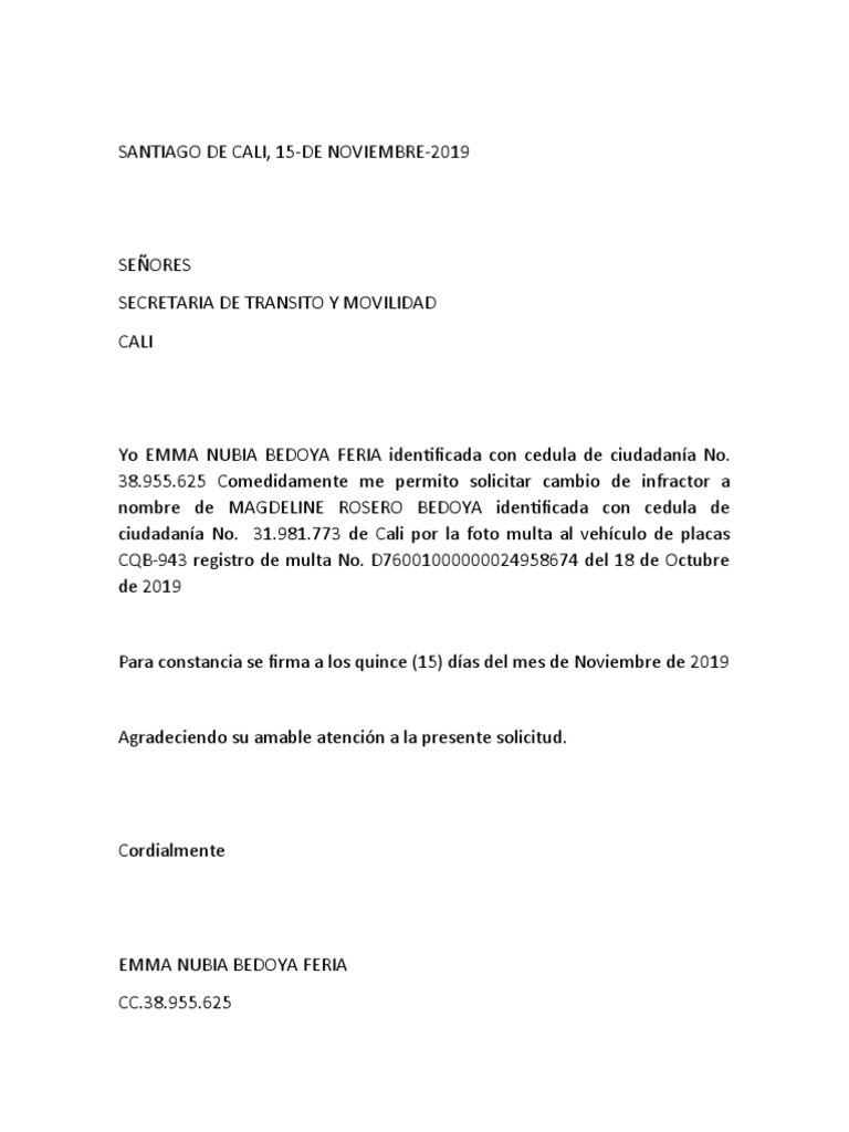 Cambio de Infractor | PDF