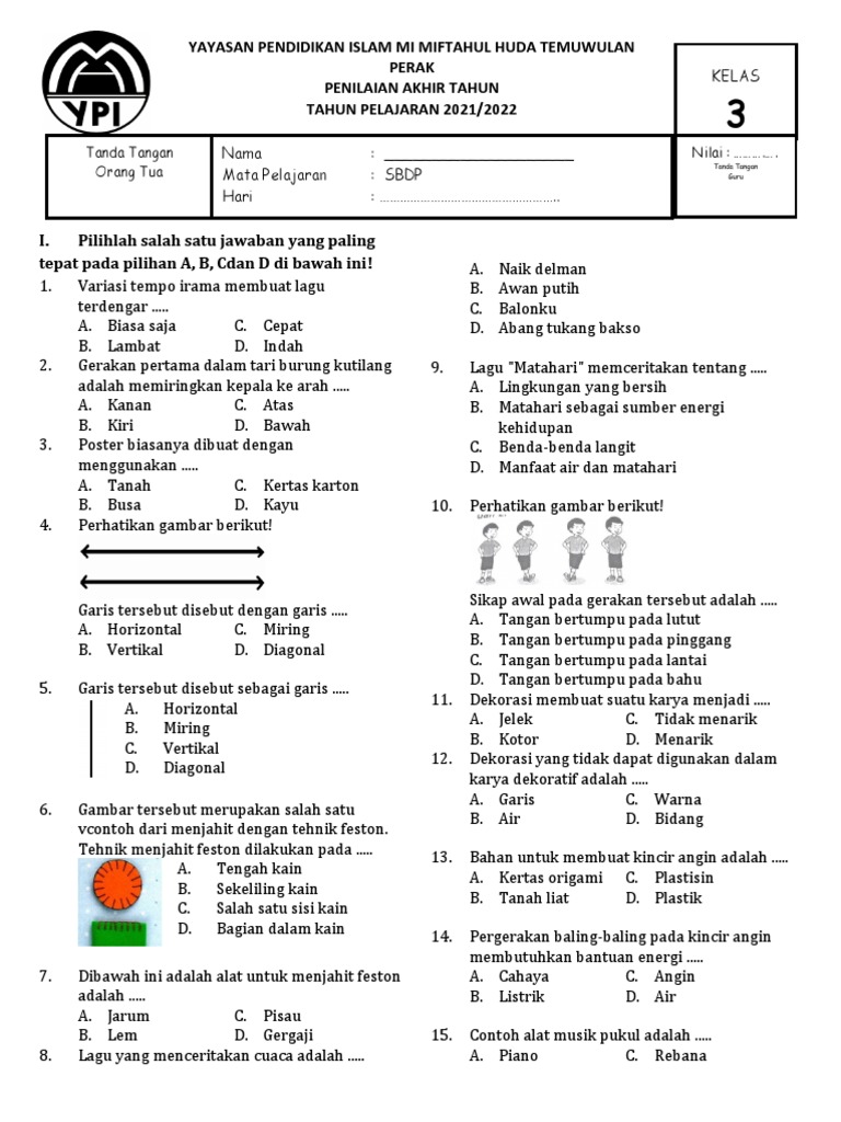 Pat SBDP Kelas 3 2022 | PDF